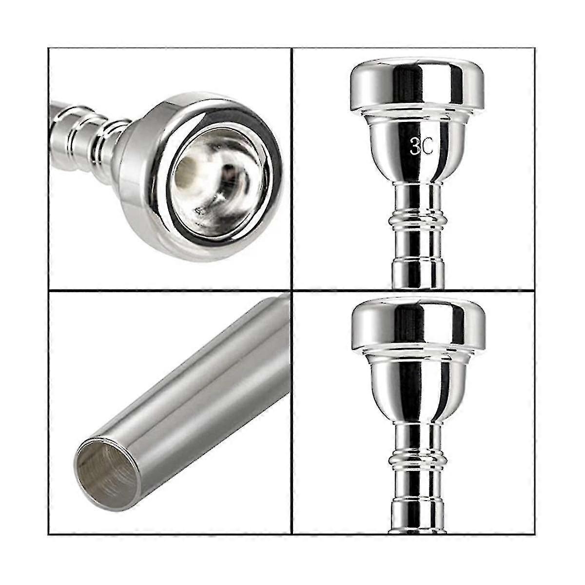 Trumpet Mouthpiece, 7c 5c 3c Silver Plated Mouthpiece for Beginners, Professional Players ...