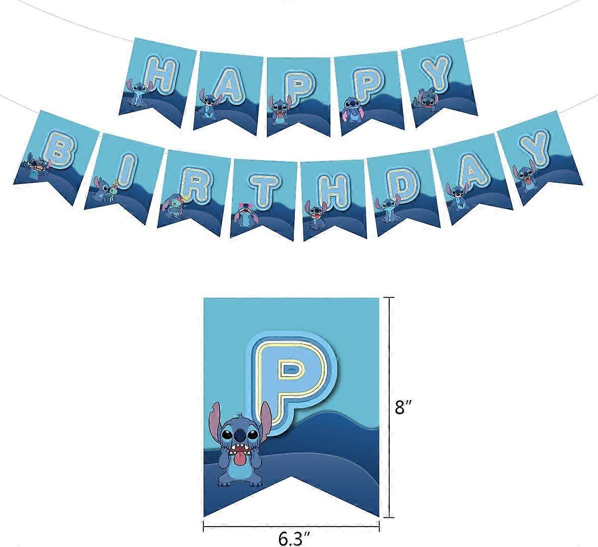 Lilo and Stitch Birthday Party Decoration, Stitch Birthday Banner Cake Toppers Balloons,Stitch ...