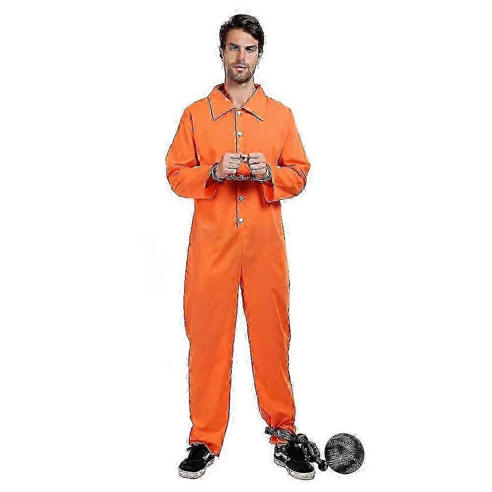 Men's Prisoner Jumpsuit Cosplay Halloween Costume For Adult Orange ...