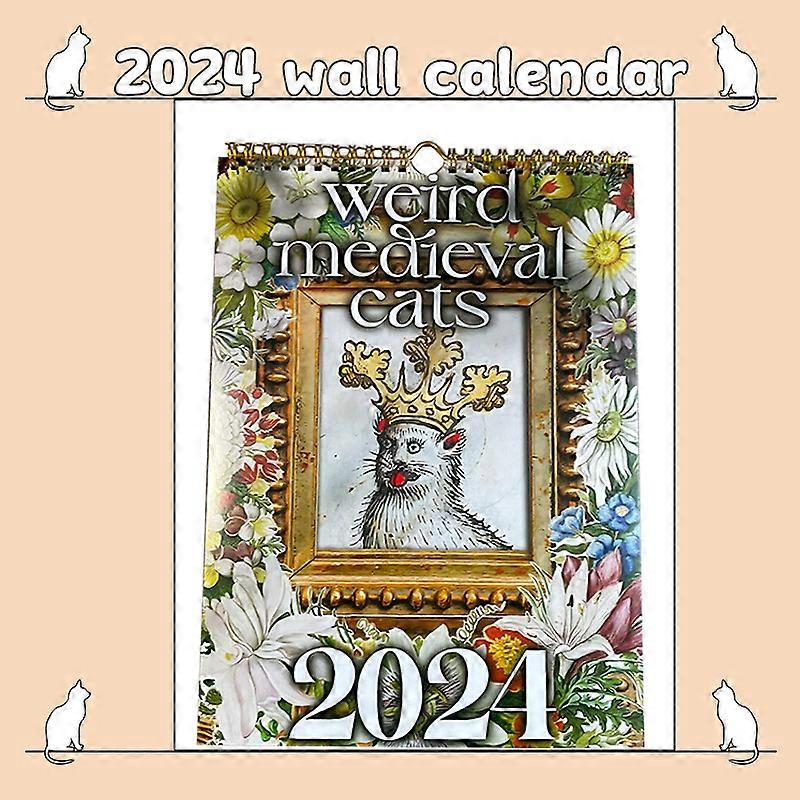 Weird Medieval Cats Calendar 2024 Cat Wall Caledar Funny Cats Wall ...