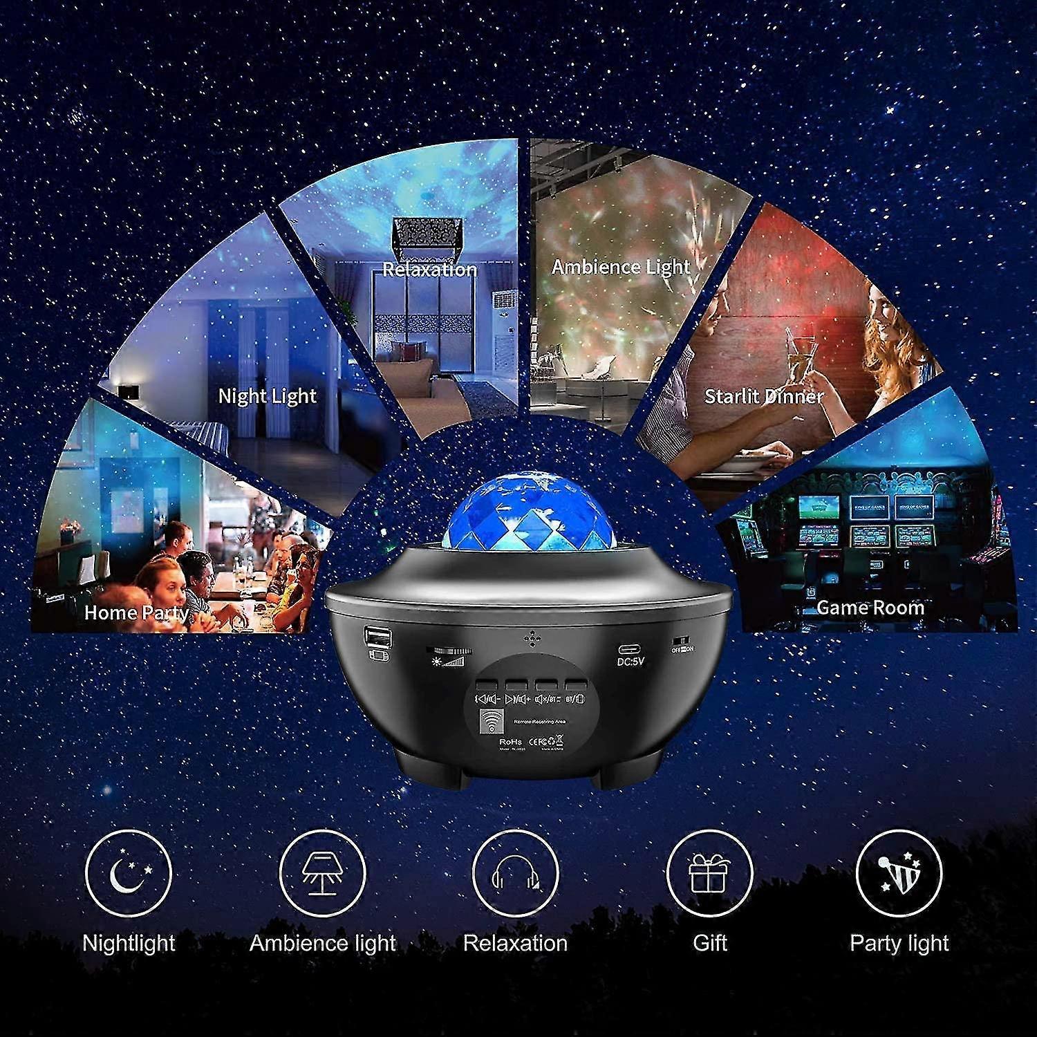 Led Star Projector Light, Bluetooth Projector Light Cloud Simulation 12 ...