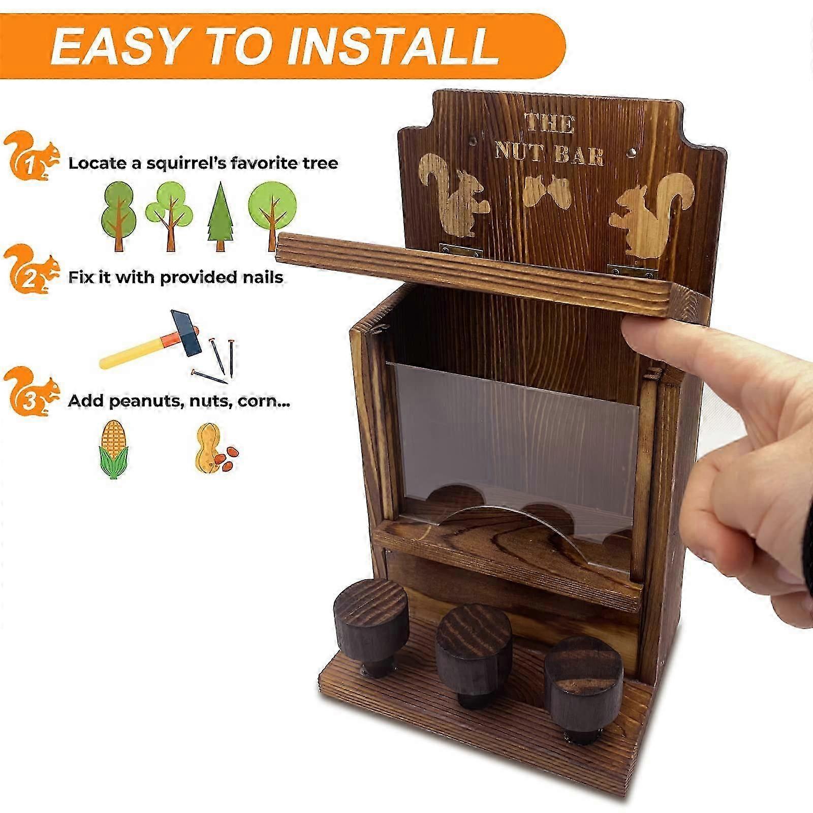 Squirrel Feeder Table, Carbonized Wooden Squirrel Picnic Table Feeders ...