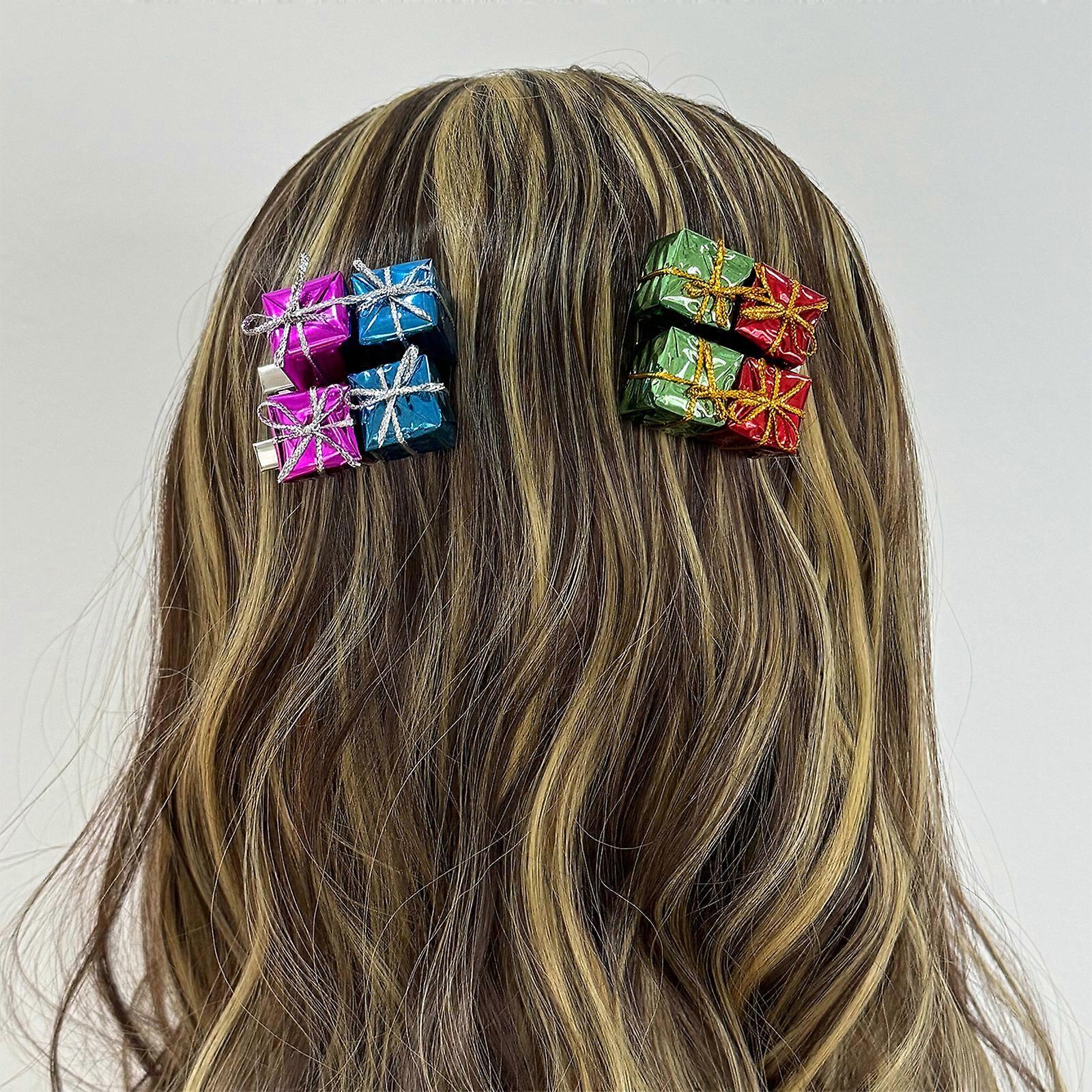 Novelty Present Box Hairclip for Theme Parties Metallic Side Pin Spring ...