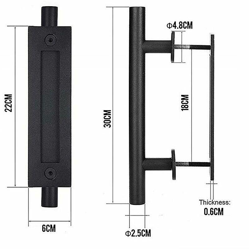 Retro Sliding Door Handle Black Aluminum Pull and Flush Handle Sets for ...