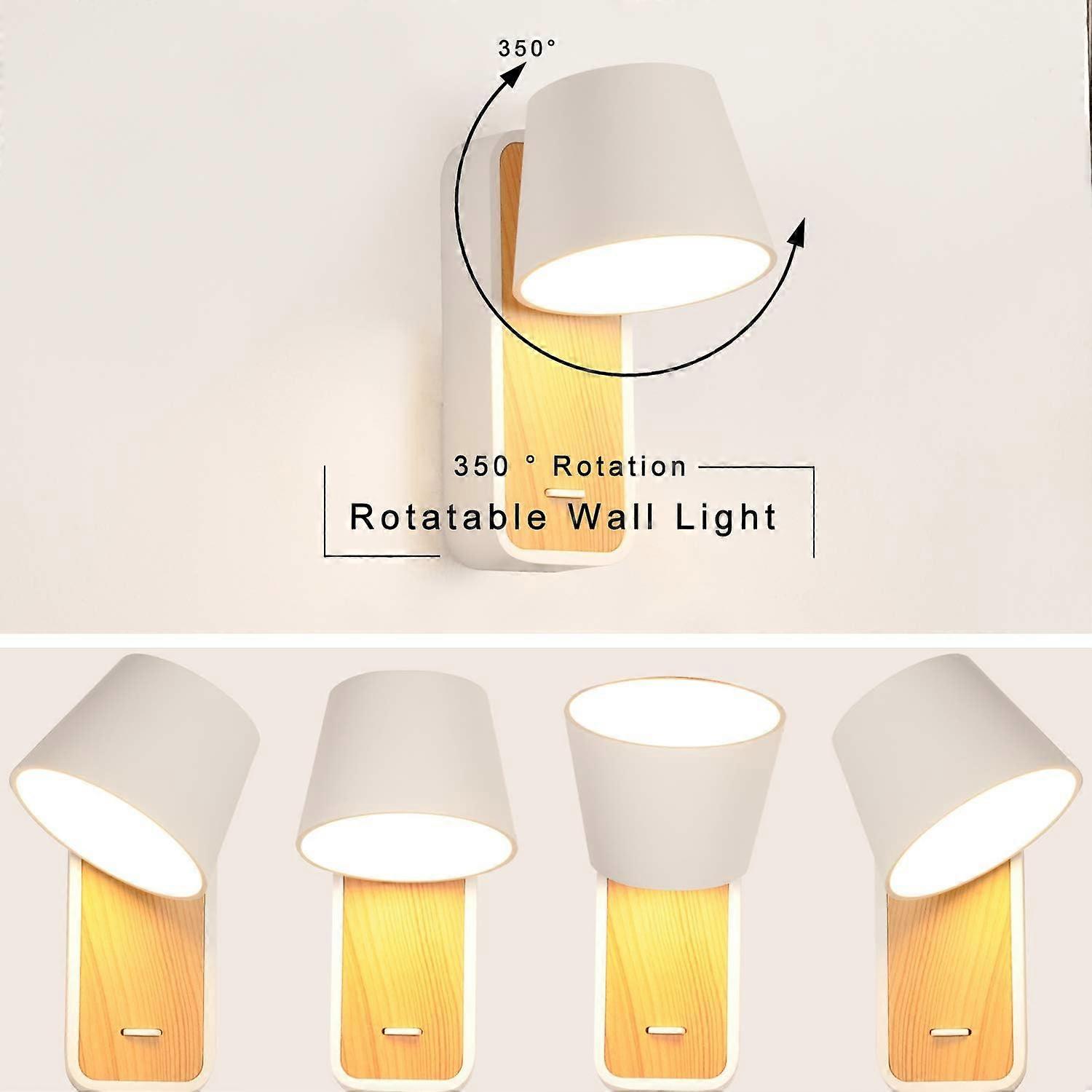 Nirvana White LED wall light with wooden base, adjustable 6 W warm ...