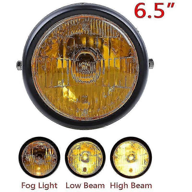 Retro Vintage Motorcycle Universal Side Mount 35w 6.5 Inch Amber ...