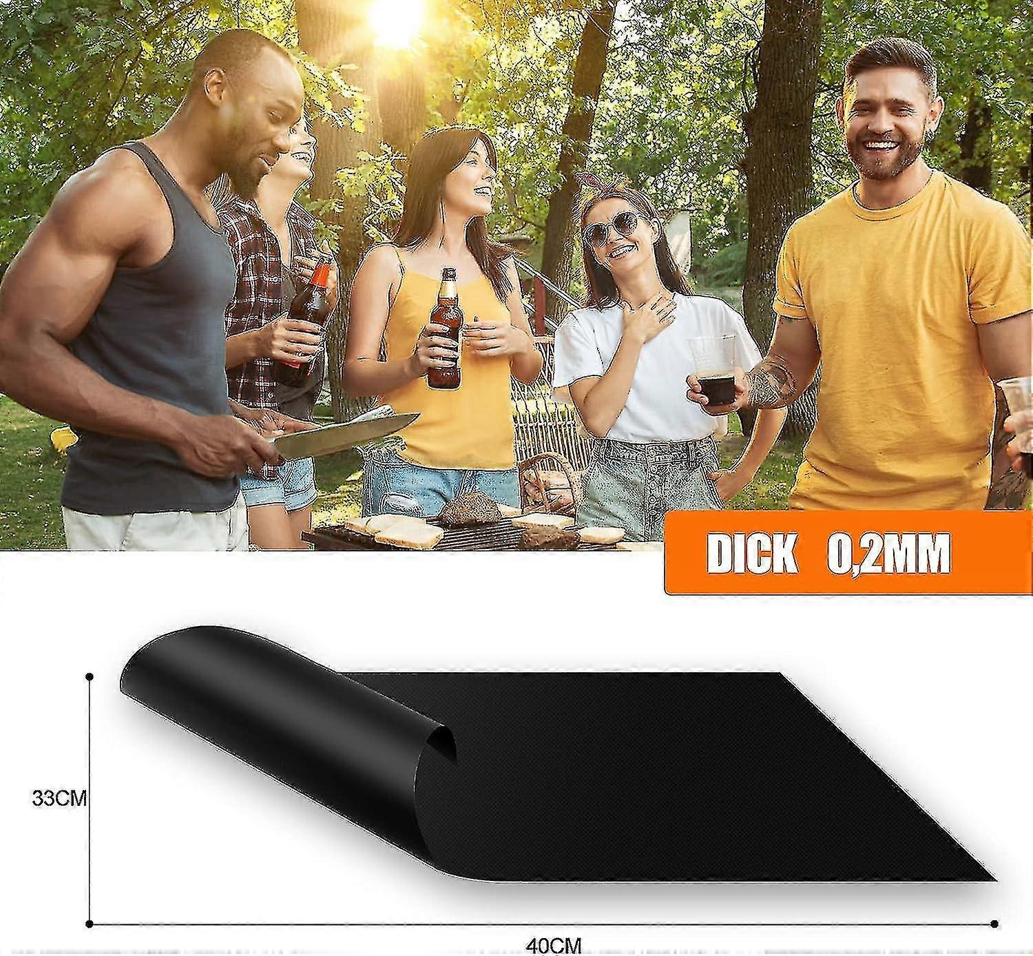 Barbecue Baking Mat, 40x33cm Set Of 8 Outdoor Reusable Bbq Sheets ...