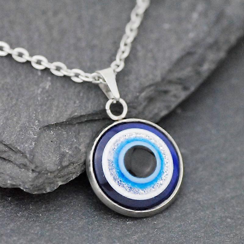 2024,Turkish Blue Evil Eye Protection Round Pendant Necklace Chain ...