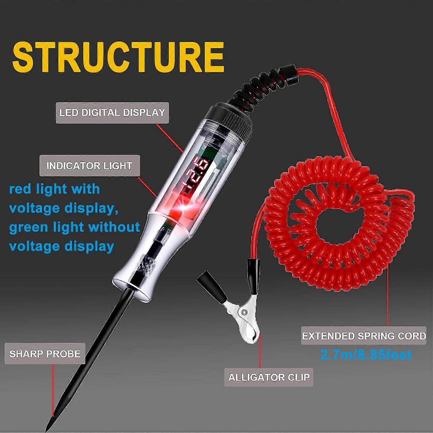 1 Piece 3-48V Automotive Circuit Tester with Voltmeter,Heavy Duty LED ...