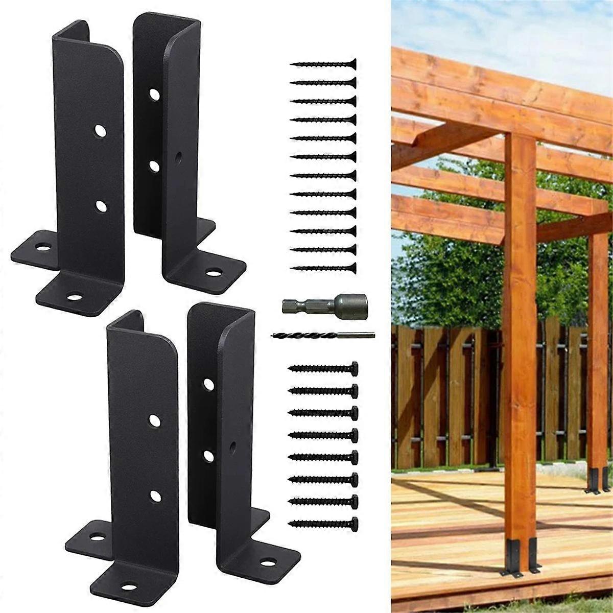 4Pcs Adjustable Deck Post Anchor Base Brackets Fence for Pergola Fence ...