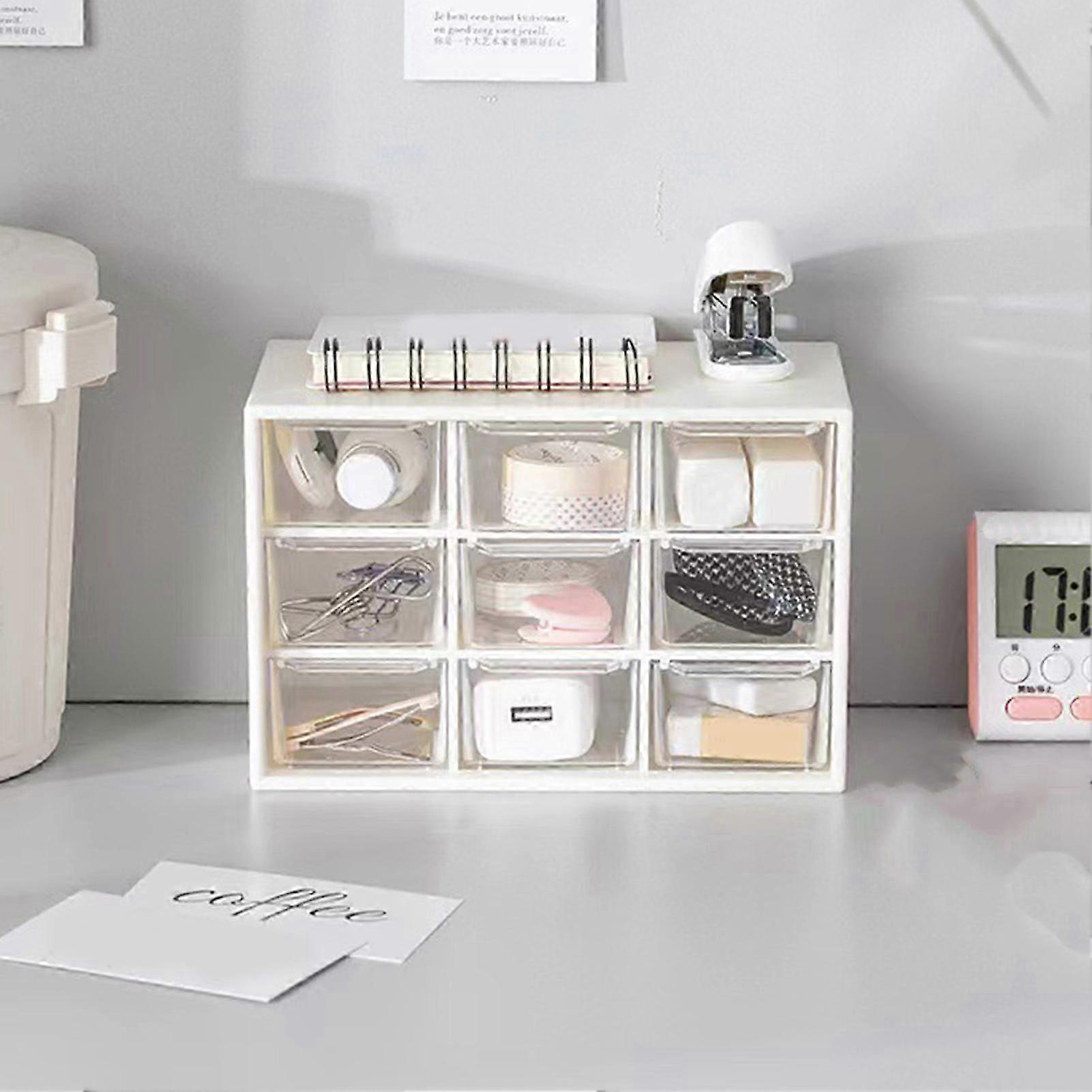 Desktop Organizer 9 Drawers Dustproof Multifunctional Easy to Clean ...