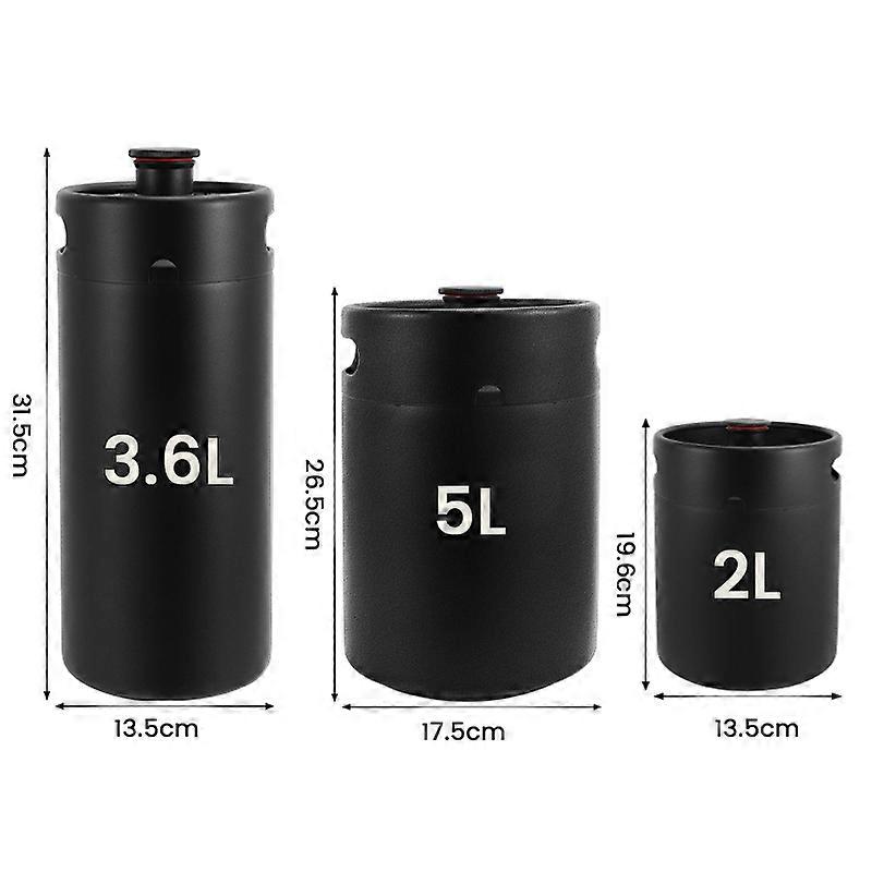 2L/3.6L/5L Beer Barrel Mini Keg, Matte Black Home Brewery Growler Kegs ...