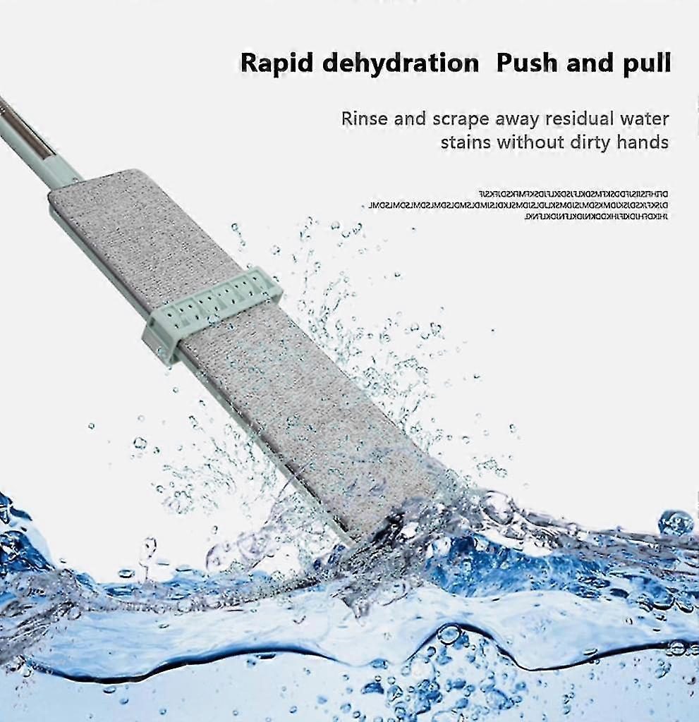 Flat Squeeze Mop Free Hand Wash Floor Cleaning Mop Fiber Mop Pad Wet ...