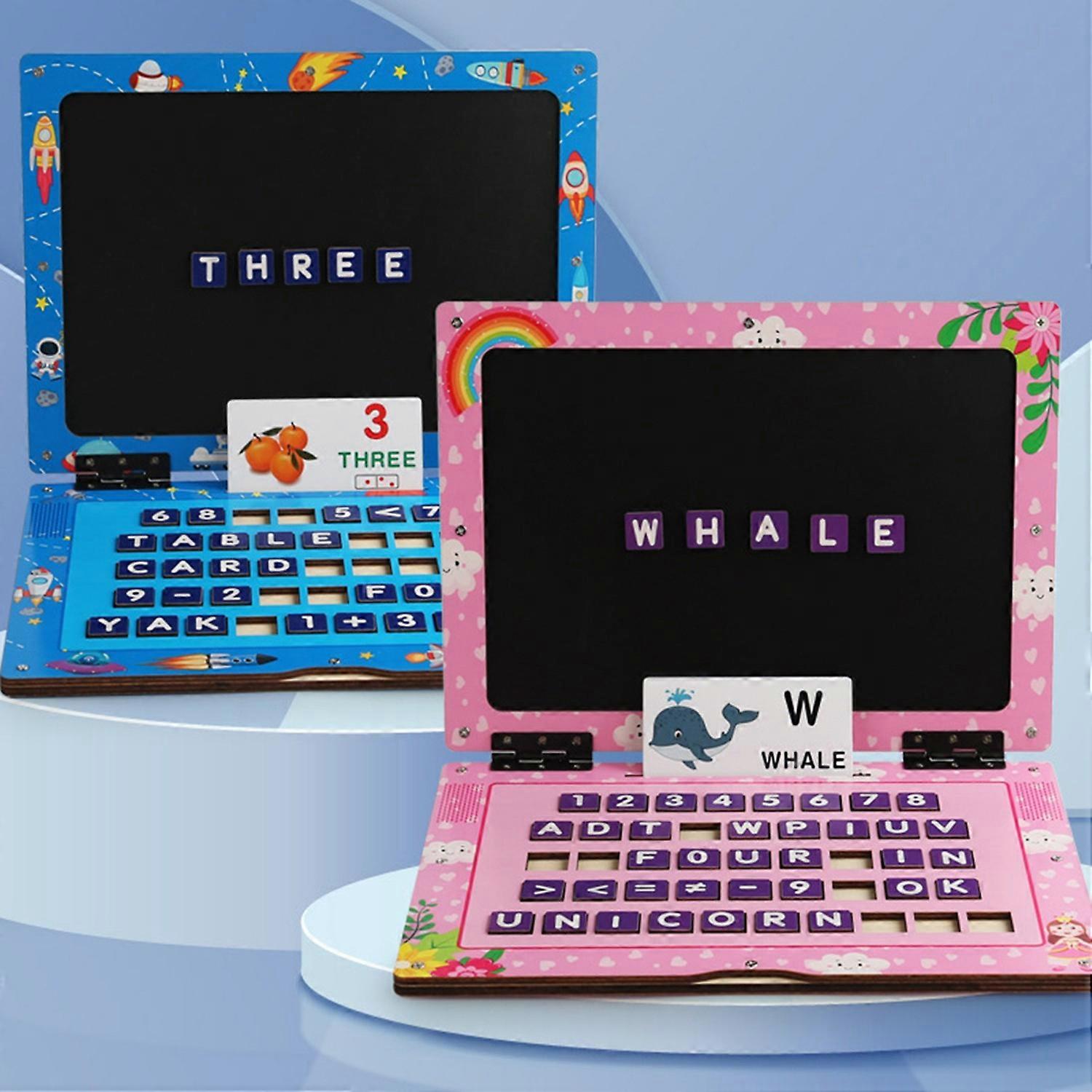 My First Laptop Toddler Toy Wooden Magnetic Drawing Board Learning ...