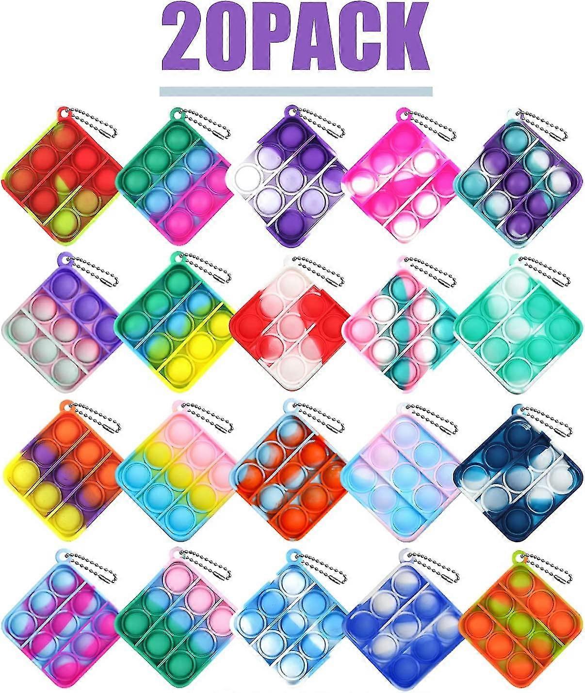 20 Pcs Mini Push Pop Bubble It Fidget Sensory Toys Pack,small Simple Popitz Fidget Toy,colorful ...