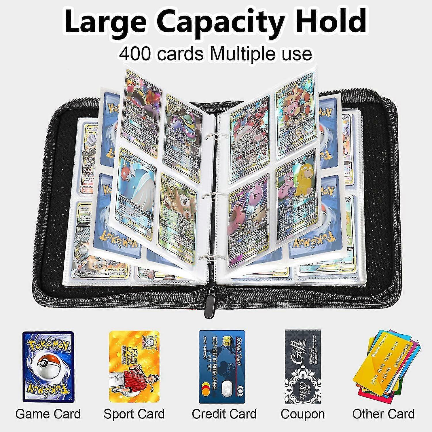 Card Binder Bulbasaur, Pu Cards Pack Folder 400 Pockets With Zip ...