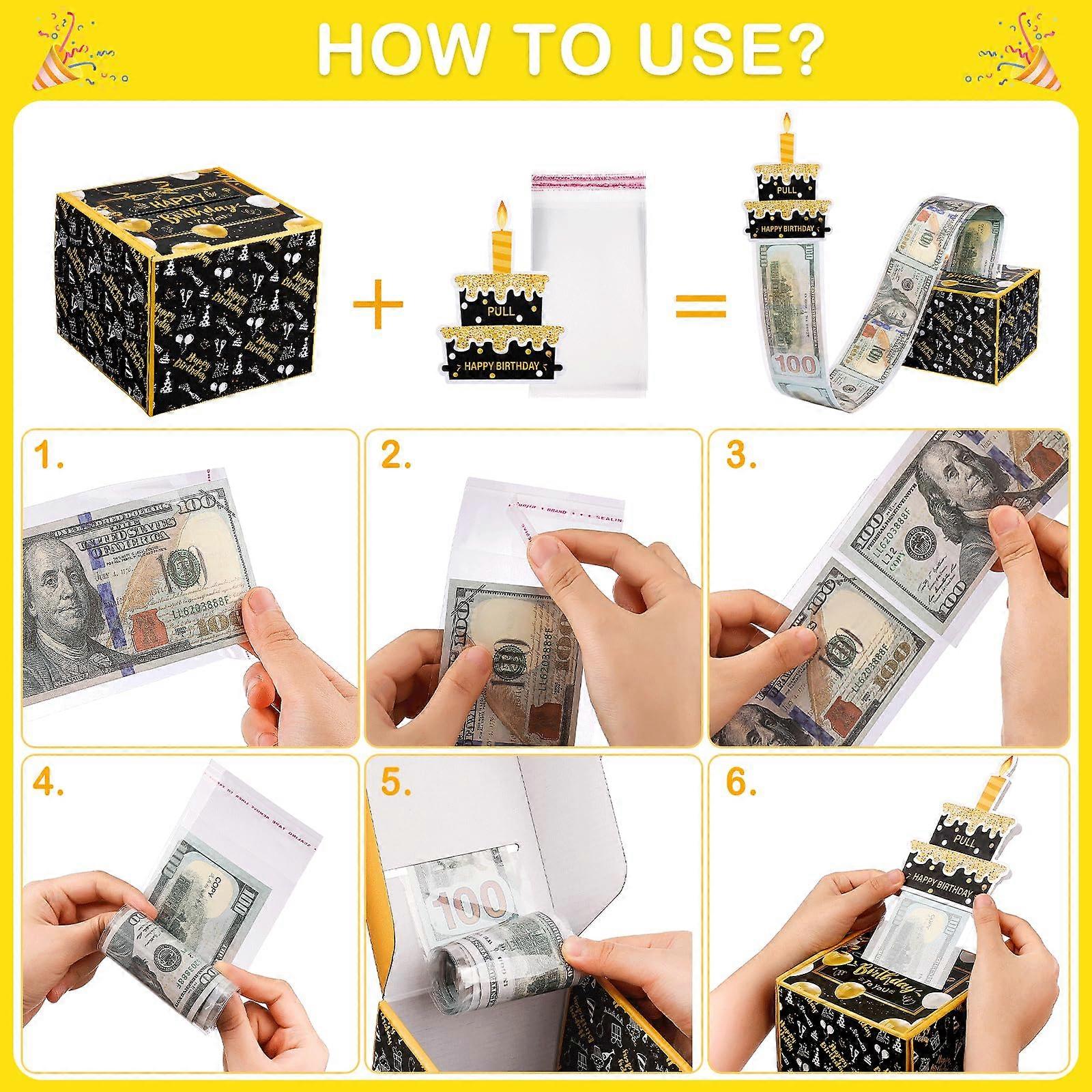 Happy Birthday Day Money Box for Cash Gift Pull,Money Gift Boxes for ...