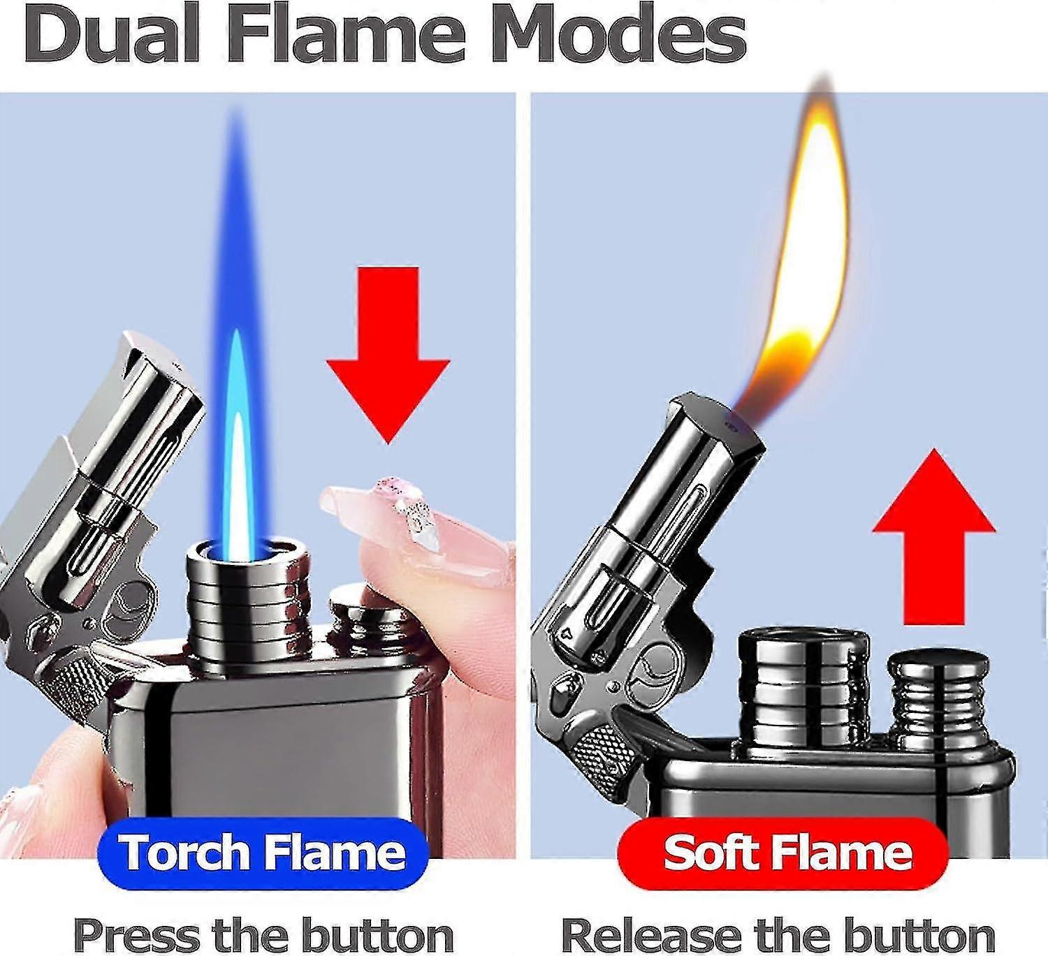 Windproof Lighter Vintage Watch Bezel Jet Flame Torch, Men's Cool Dual ...