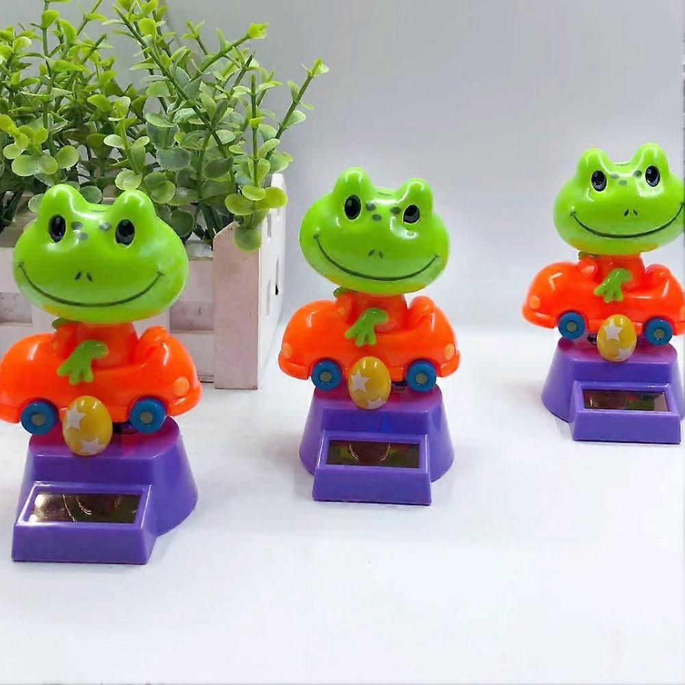 Creative Plastic Solar Power Frog Car Ornament Flip Flap Pot Swing Kids ...