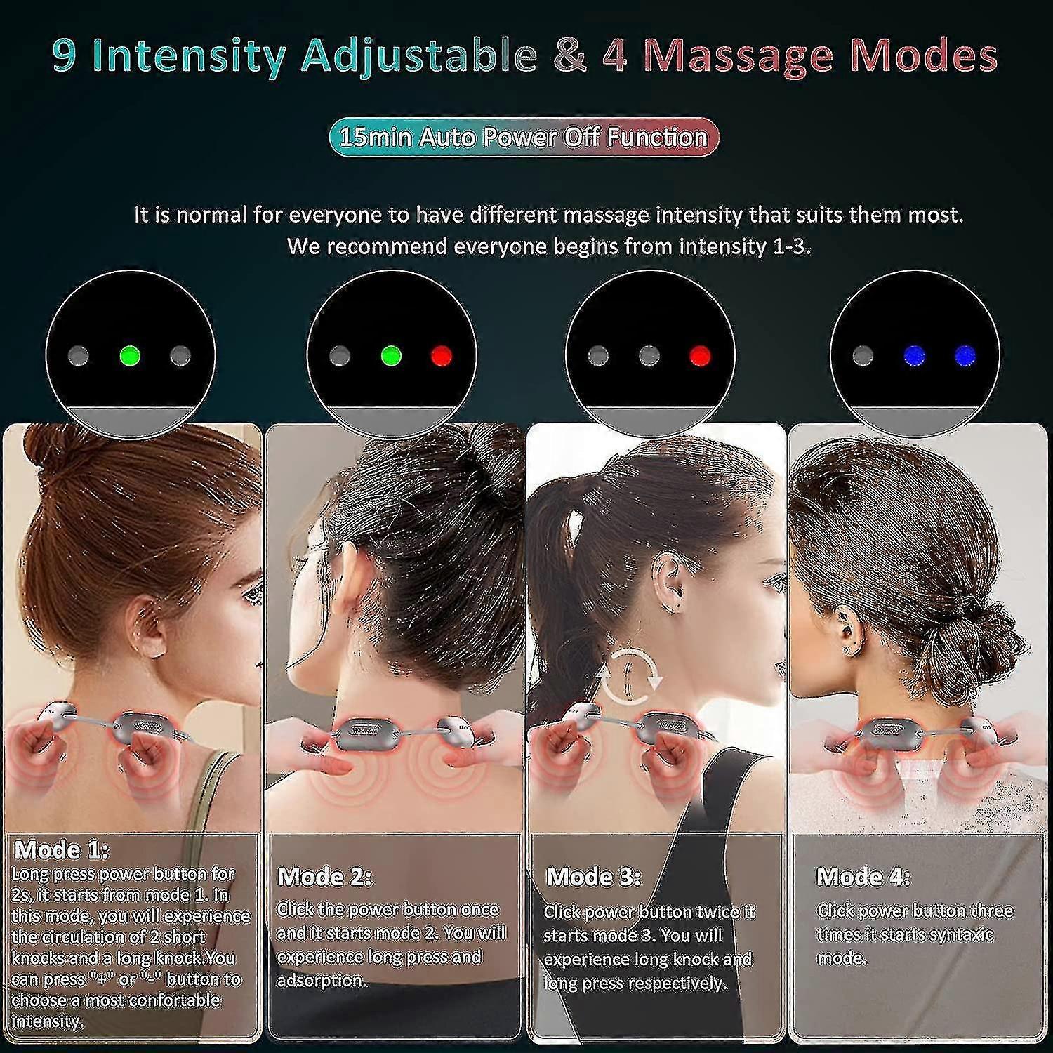 Ems Neck Acupoints Lymphvity Massager Device With Heating, Portable ...
