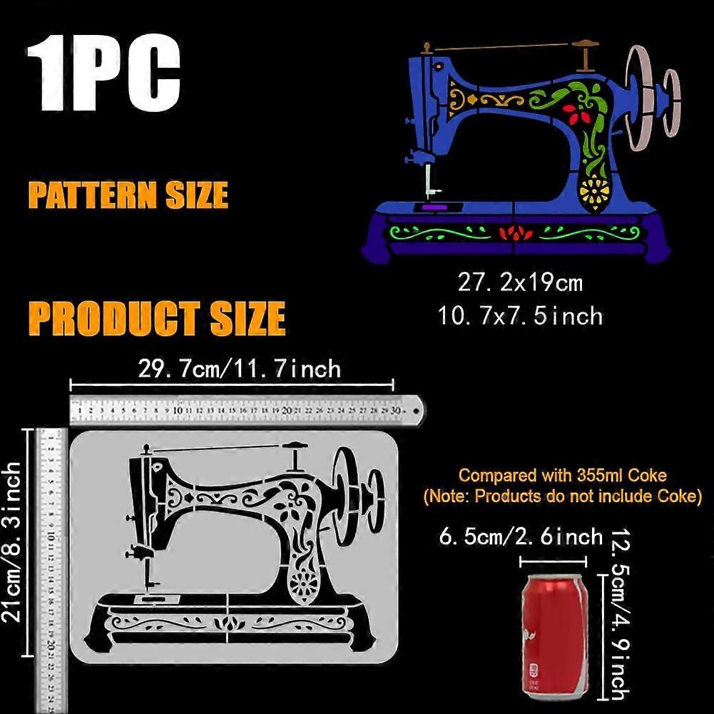 Vintage Sewing Machine Drawing Stencil 11.7x8.3inch Reusable Tailoring ...