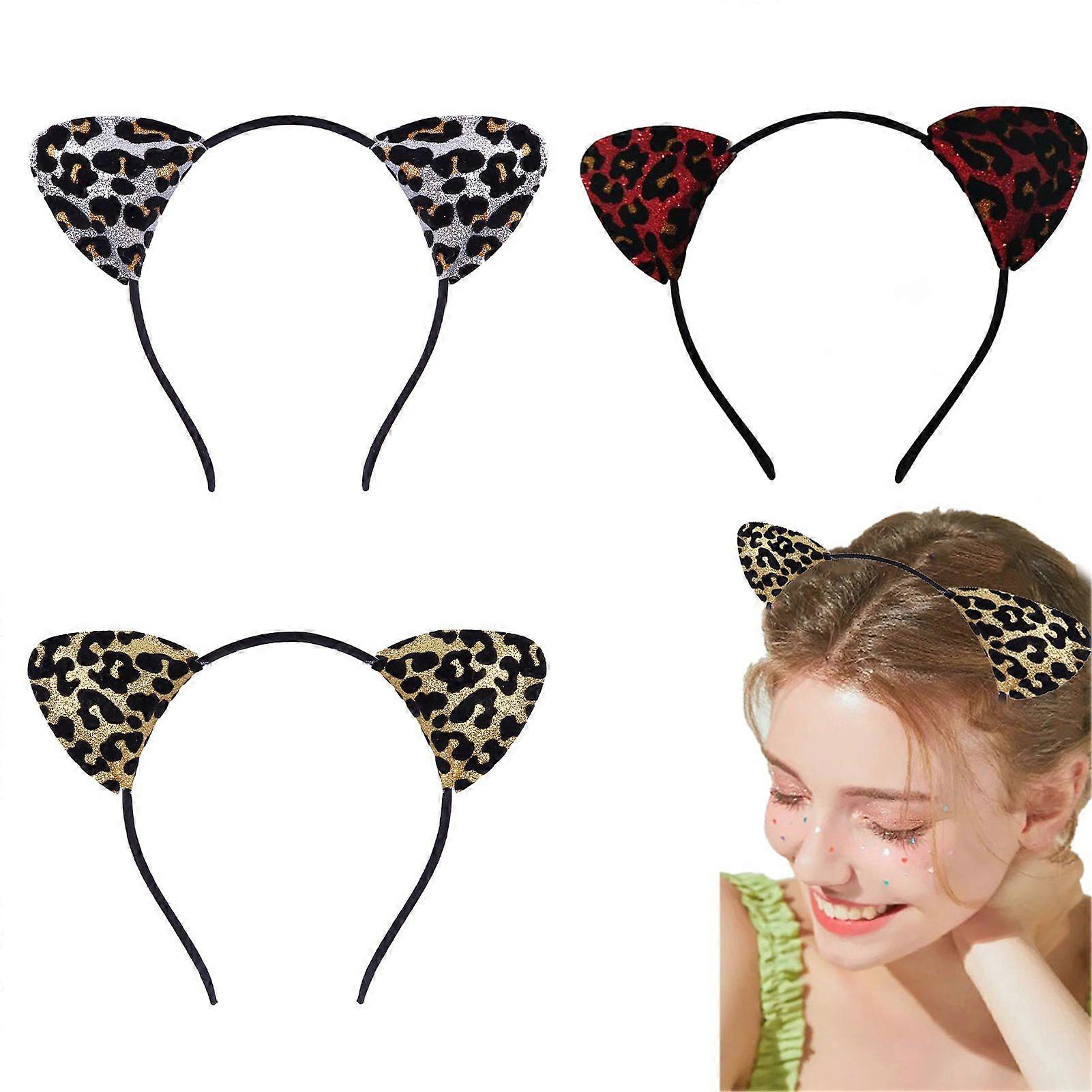 Hair Hoop Leopard Print Cat Ear Decor Halloween Headband Soft ...