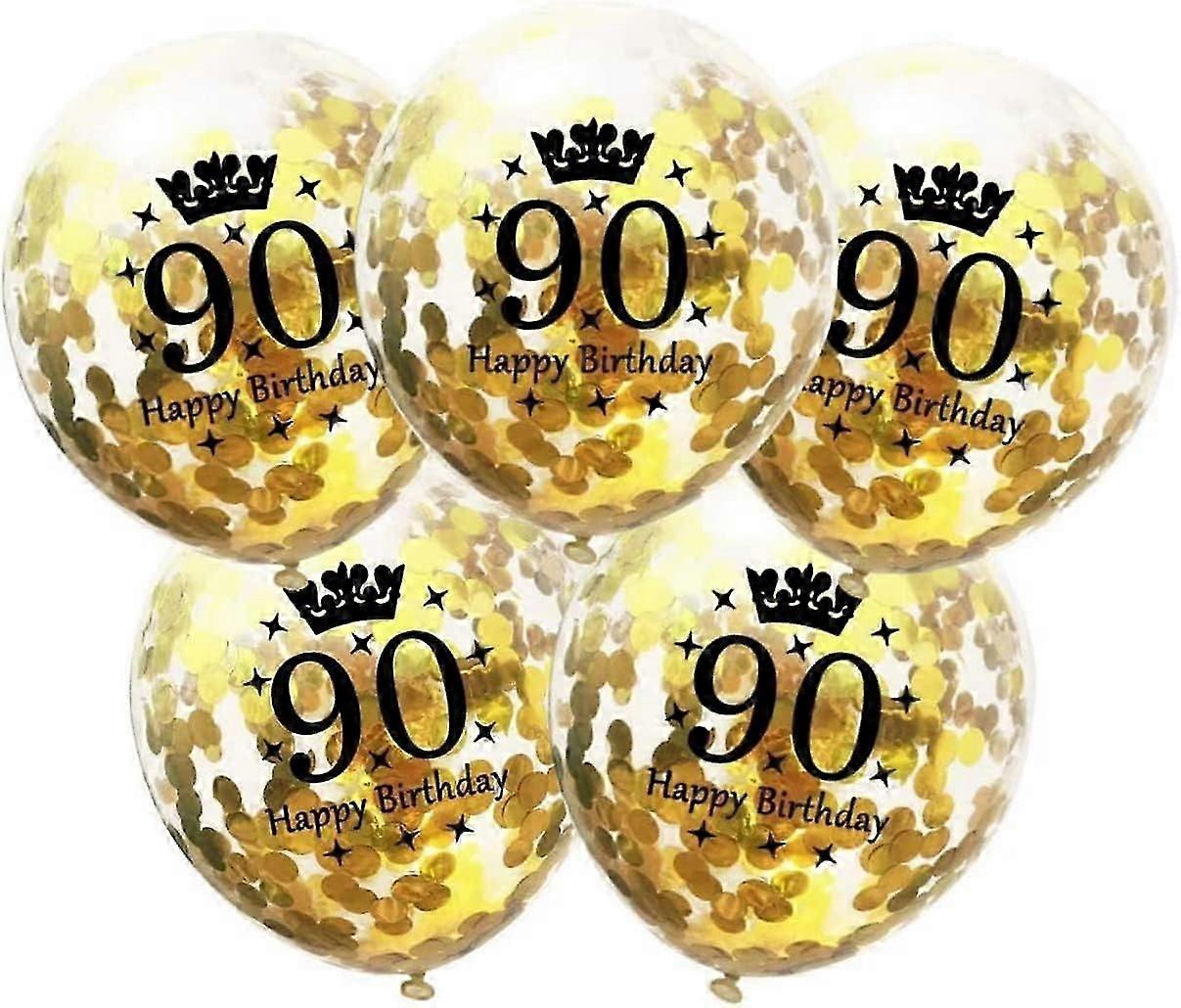Number Balloons 90 Gold - 90th Birthday Decorations Balloons 12 Inch ...