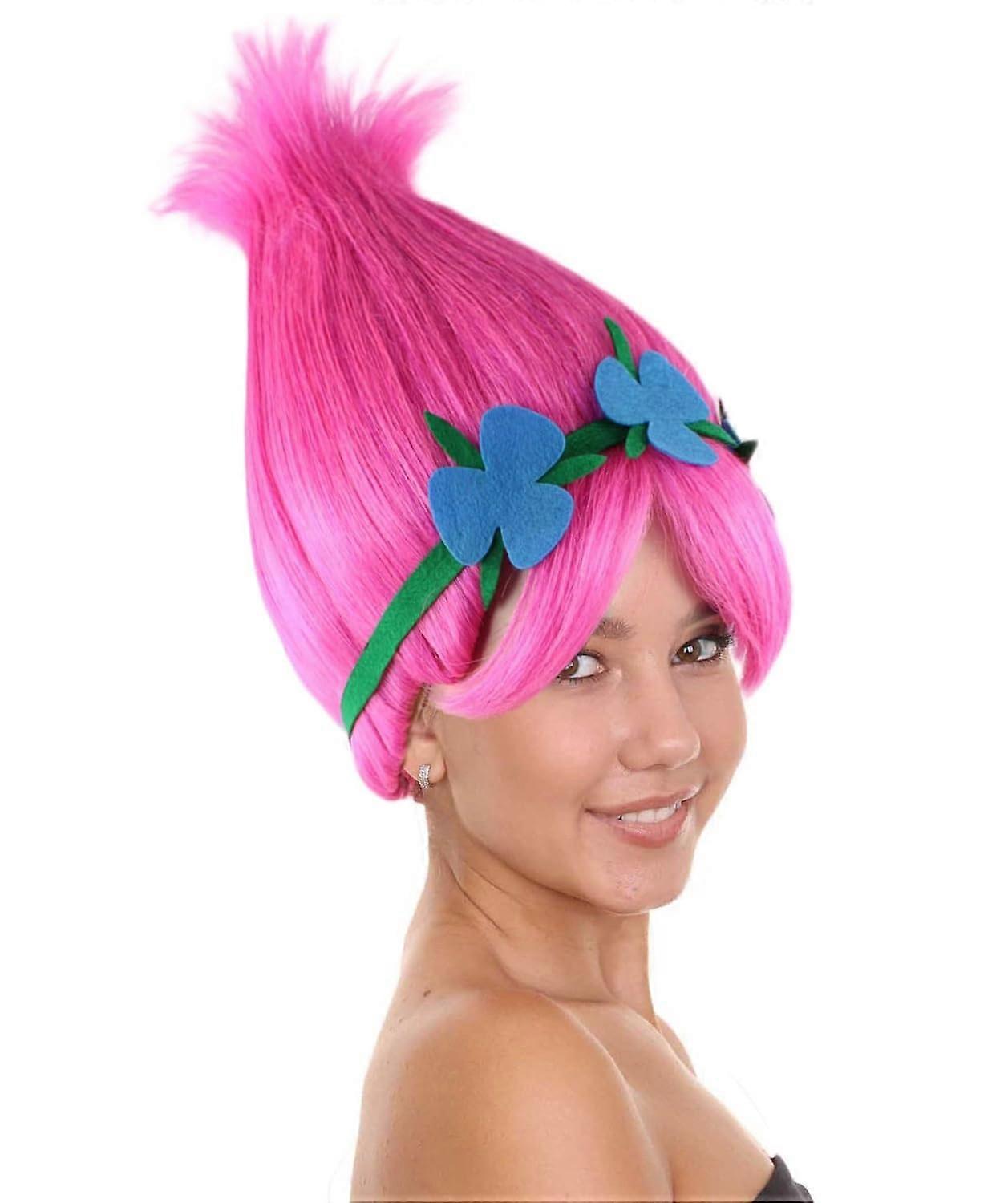 Vibrant Pointed Princess Troll Pink Pointy Wig with Green and Blue ...