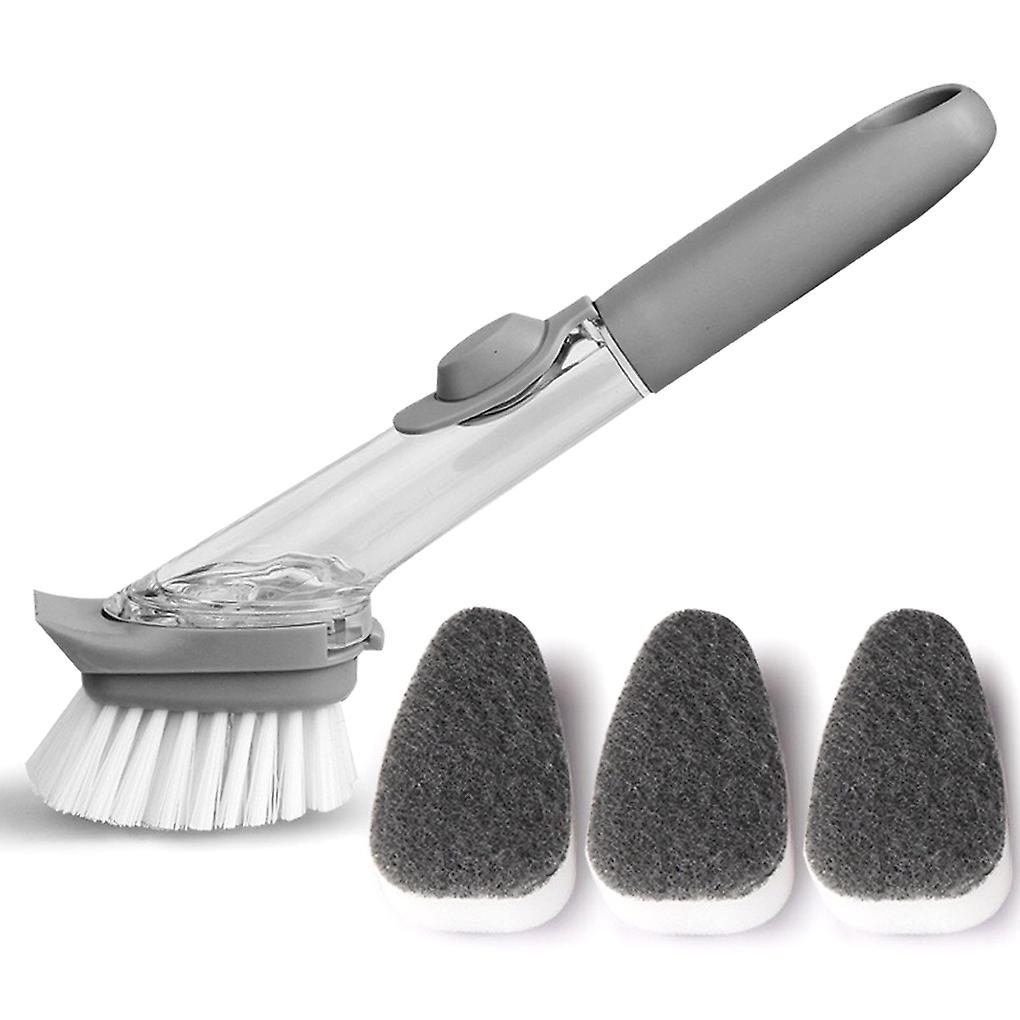 Refillable Cleaning Brush Reusable Bowl Dish Scrubber Sponge Brushes ...