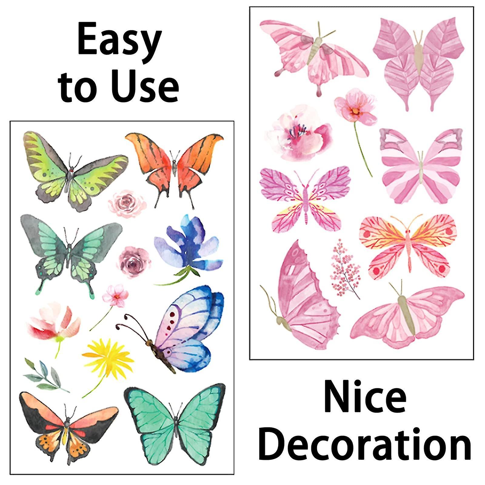 10 Sheets Butterflies Fake Tattoo Stickers Waterproof Colorful Face Arm ...