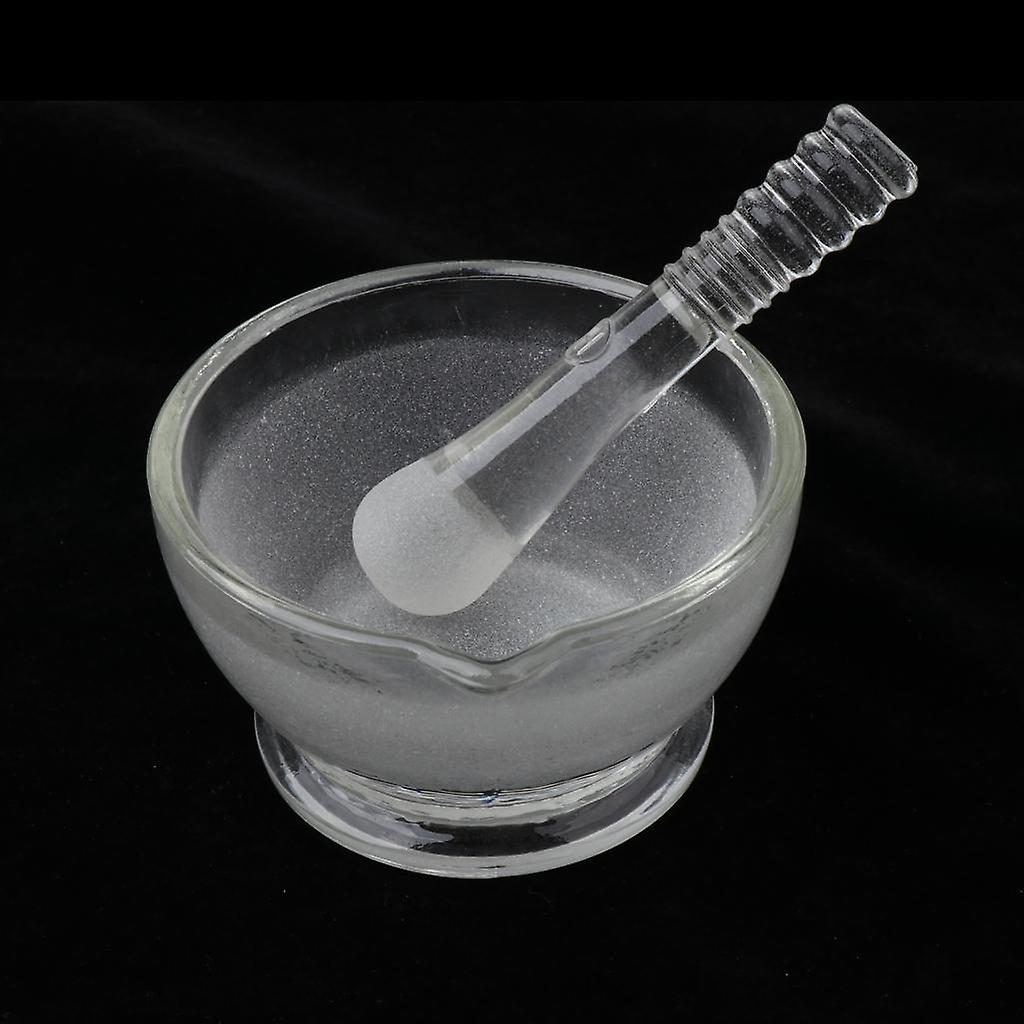 2xGlass Mortar with Pestle Lab Kitchen Spice Drug Grinder Mixer 75mm ...